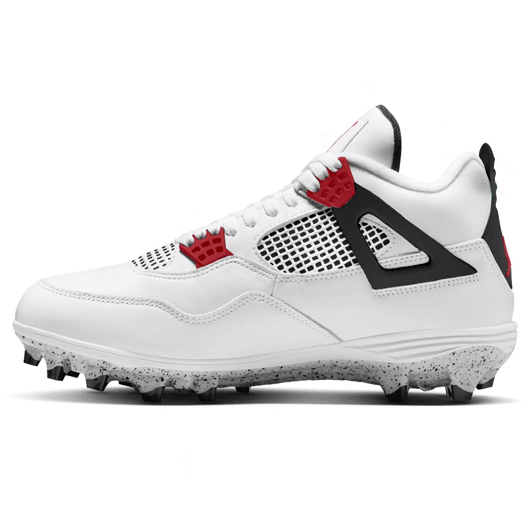 "Fire Bred" Jordan 4 Retro TD Football Cleats – Stadium Custom Kicks