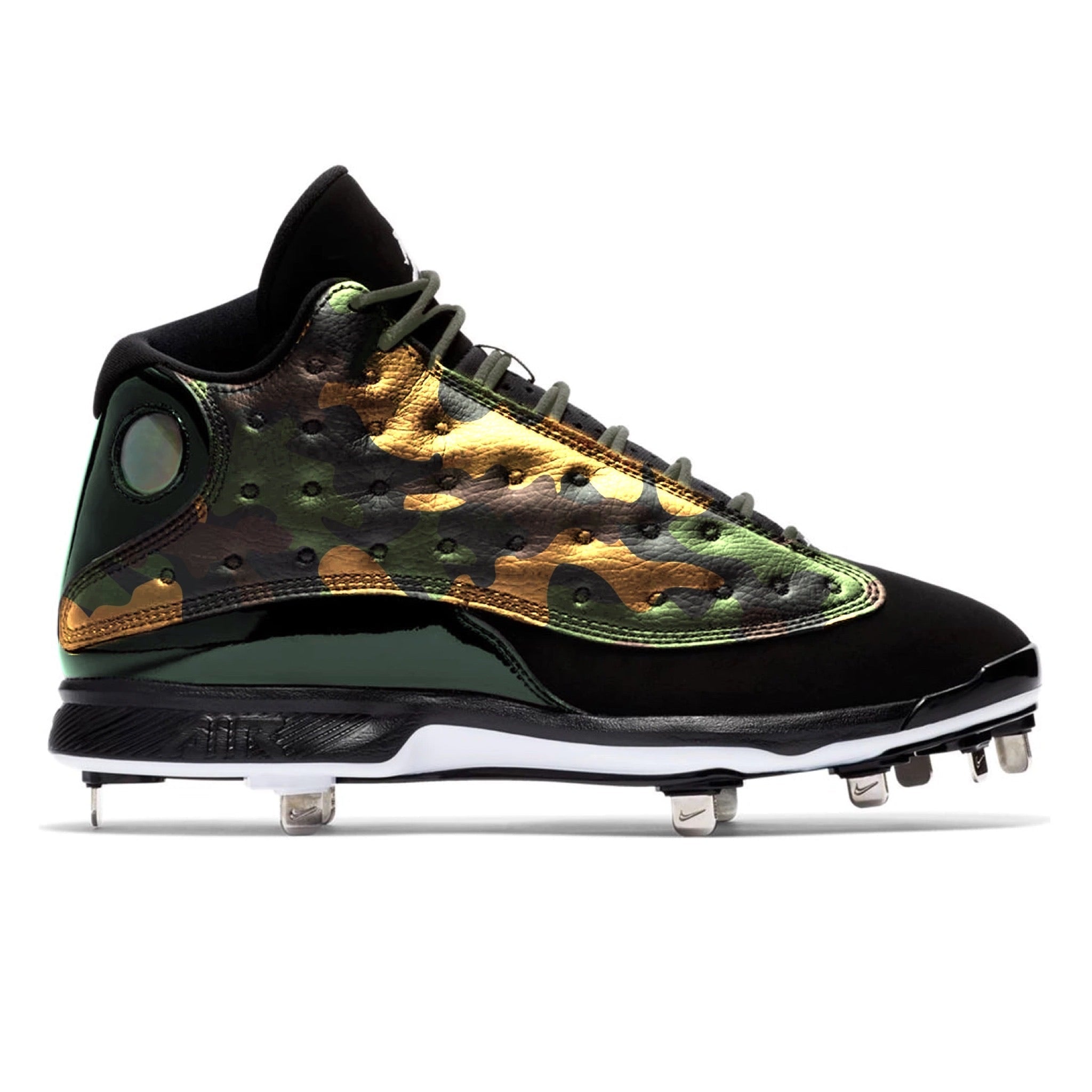 "Gold Army" Jordan 13 Retro Cleats - Stadium Custom – Stadium Custom Kicks