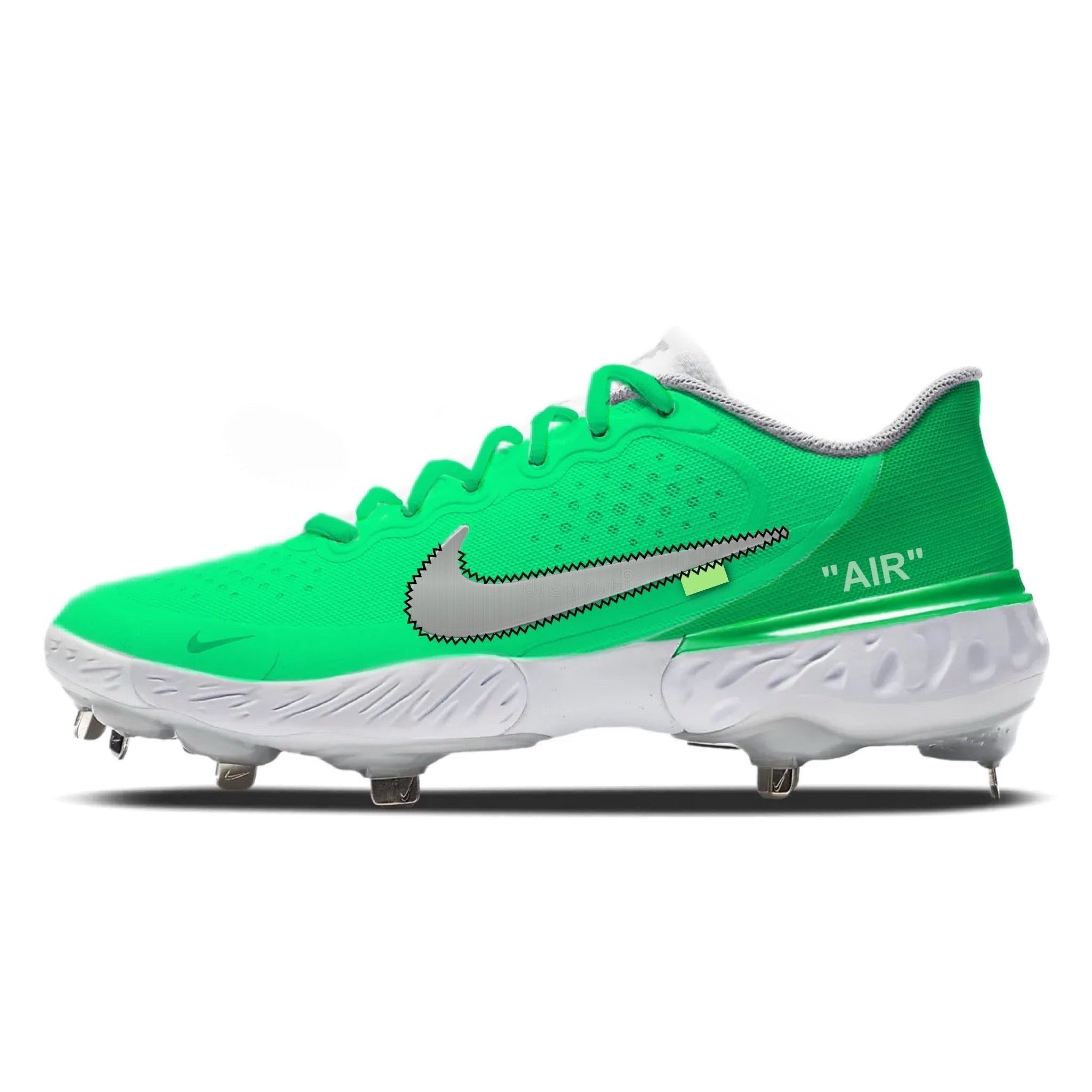 "Green Force OW" Nike Alpha Huarache Elite 3 Low – Stadium Custom Kicks