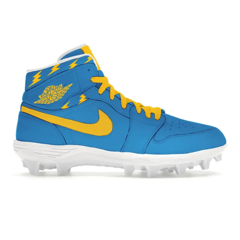 "Lightning " Jordan 1 TD Cleats - Stadium Custom Kicks
