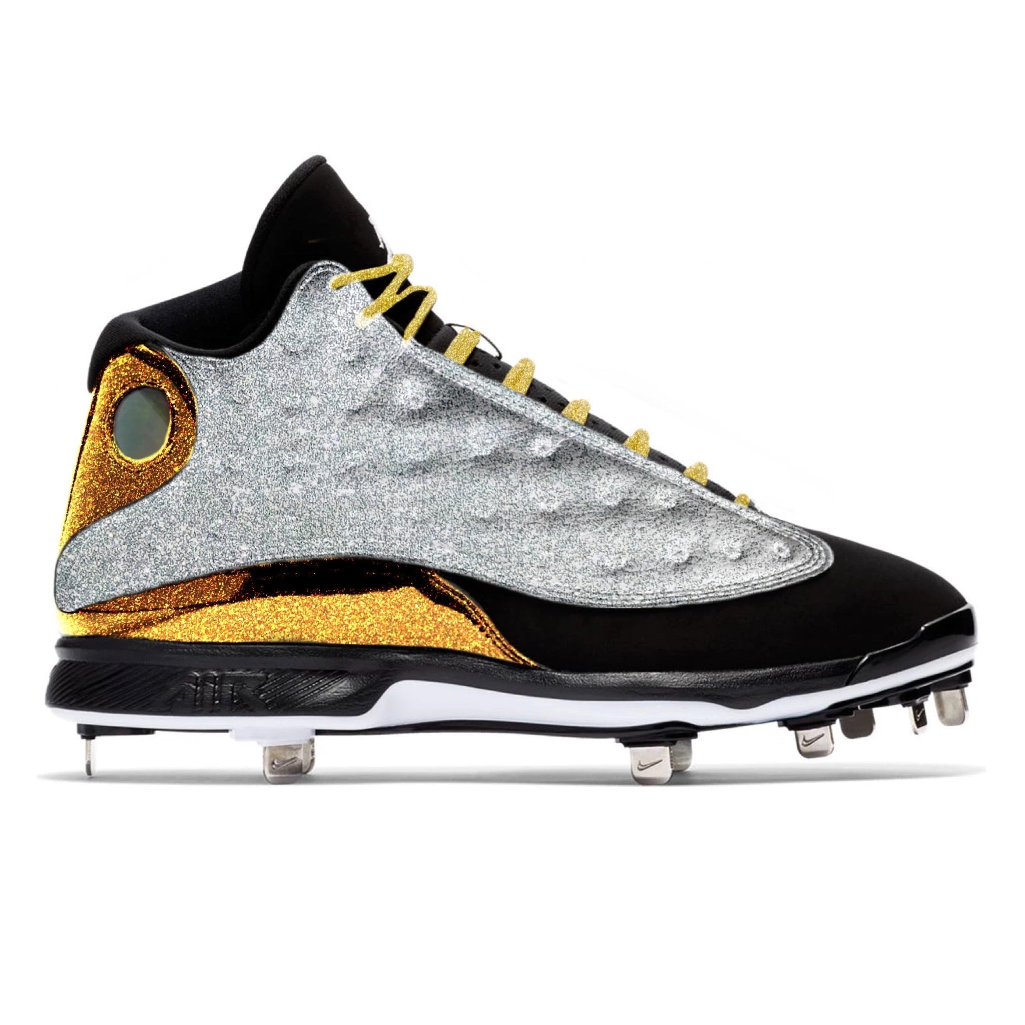 "Metallic Glitter" Jordan 13 Retro Cleats - Stadium – Stadium Custom Kicks