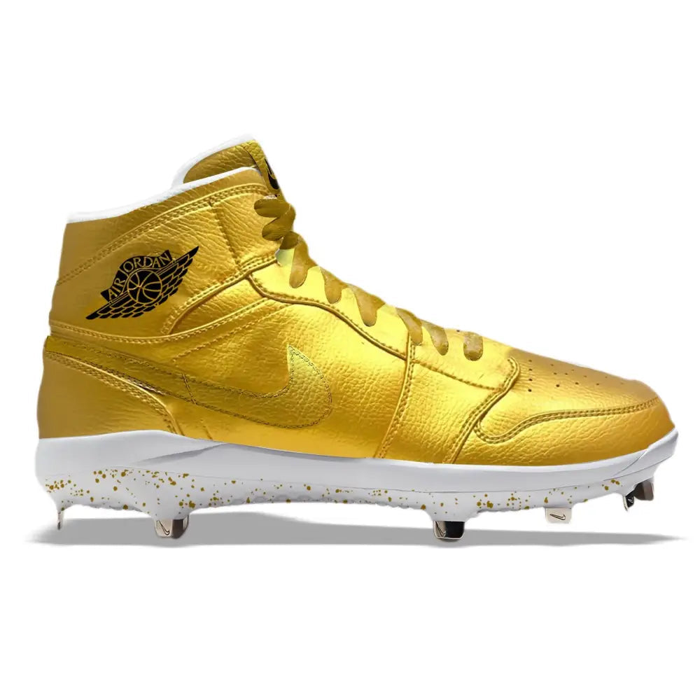 "Metallic Gold" Jordan 1 Retro Cleats - Stadium Custom – Stadium Custom ...
