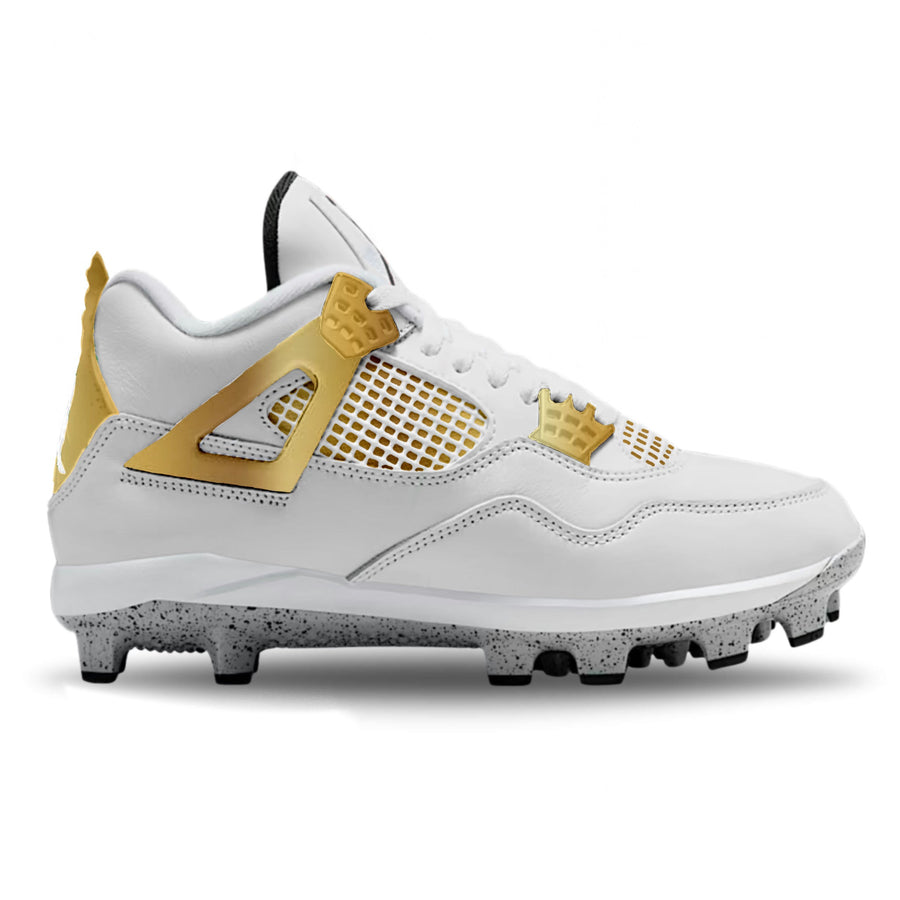"Metallic Gold" Jordan 4 Retro MCS Cleats - Stadium – Stadium Custom Kicks