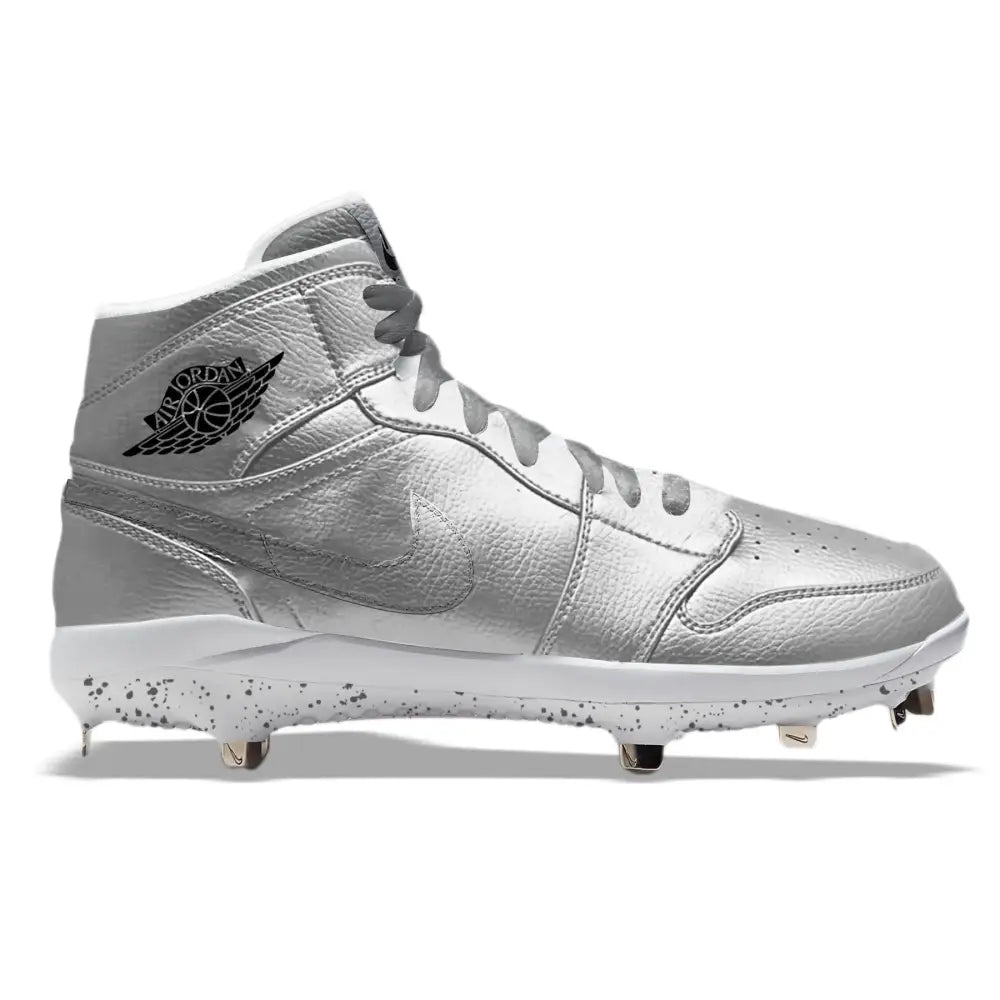 "Metallic Silver" Jordan 1 Retro Cleats - Stadium – Stadium Custom Kicks