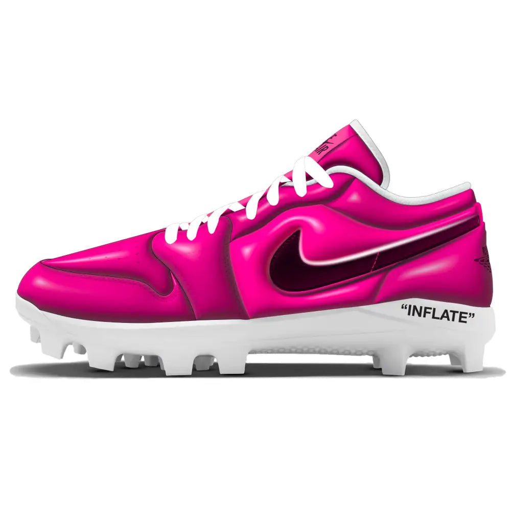 "Pink INFLATE" Jordan 1 Retro Cleats - Stadium Custom – Stadium Custom ...