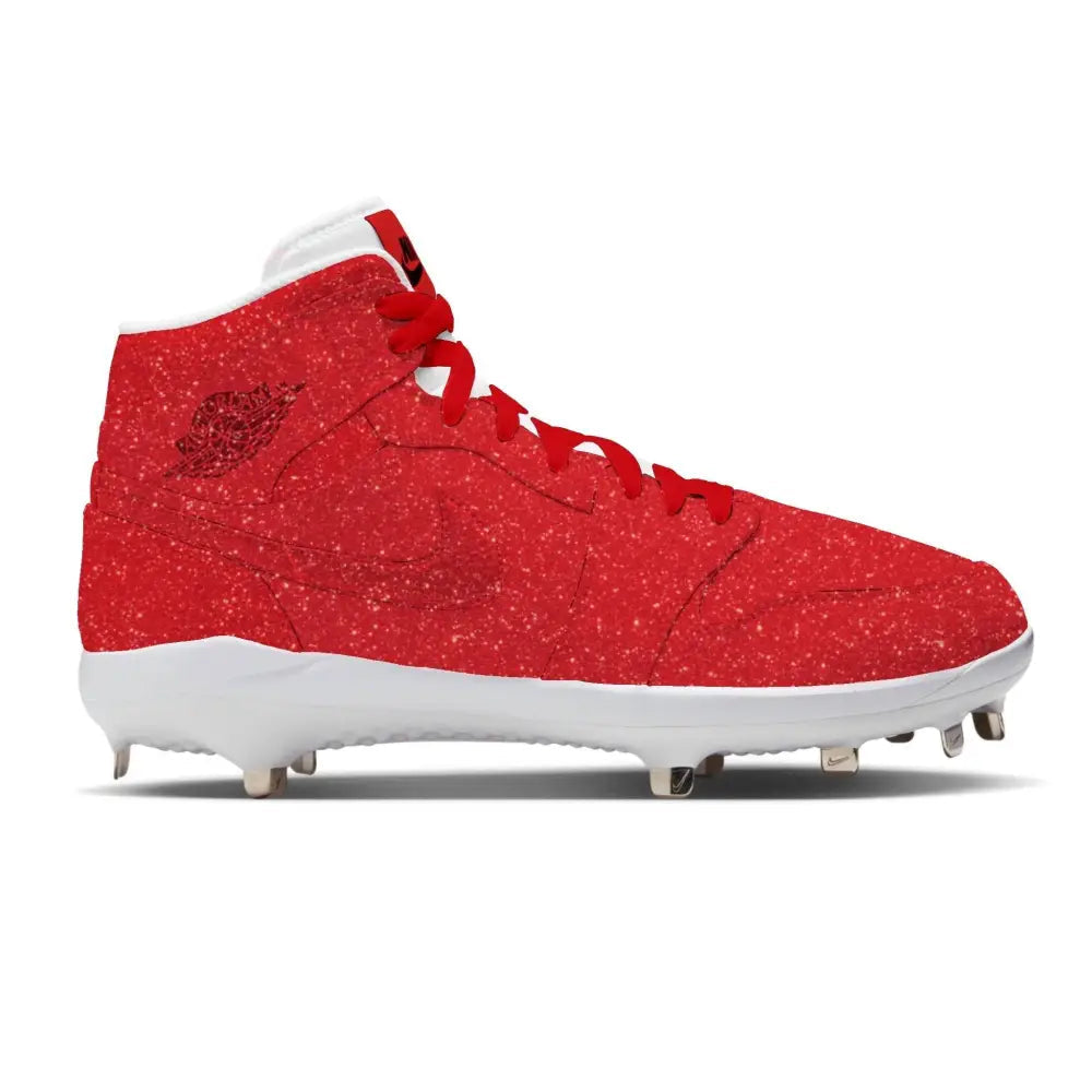 "Red Glitter" Jordan 1 Retro Cleats - Stadium Custom – Stadium Custom Kicks