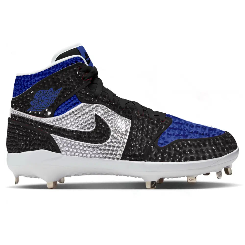 "Royal Toe Crystals" Jordan 1 Retro Cleats - Stadium – Stadium Custom Kicks