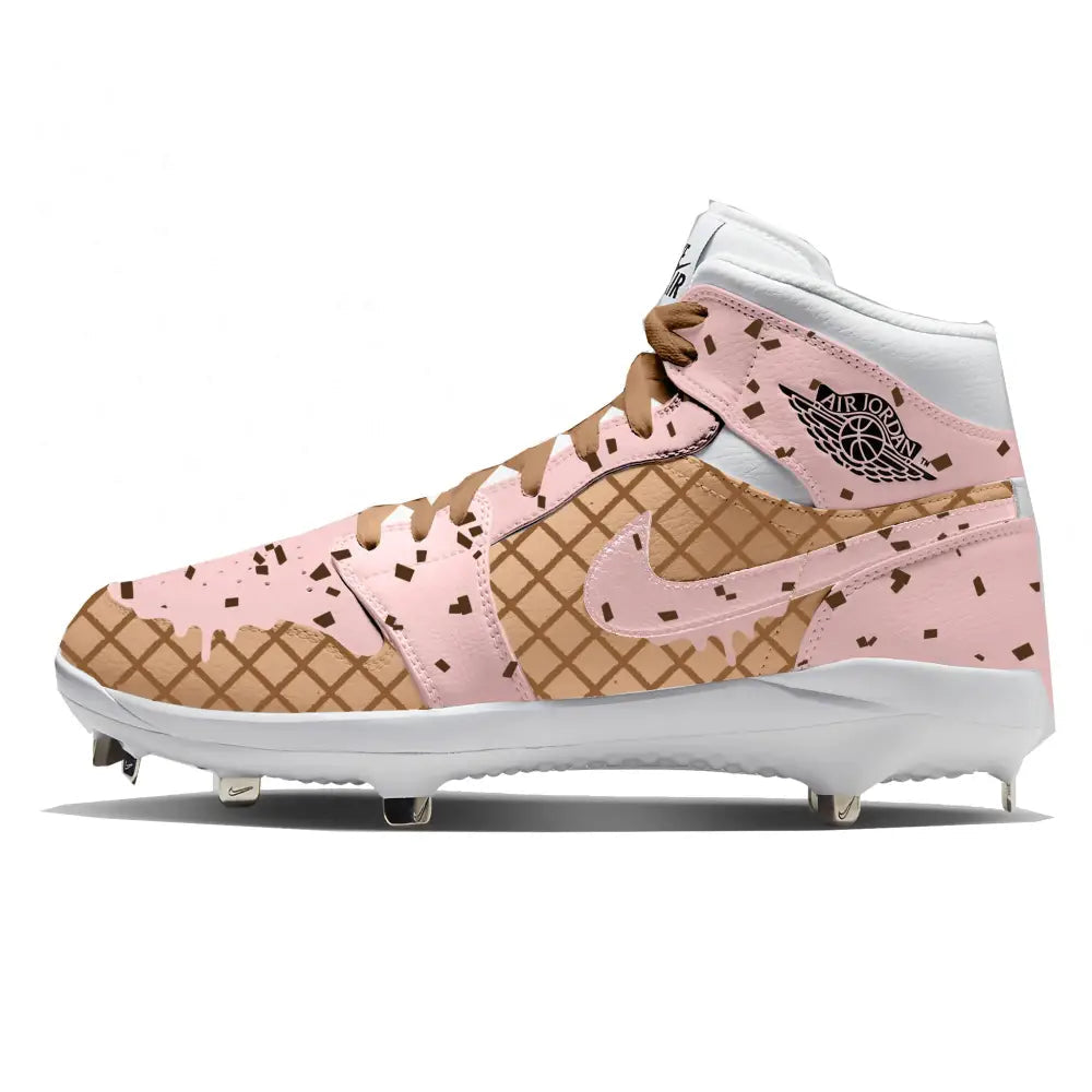 "Strawberry Chip" Jordan 1 Retro Cleats - Stadium – Stadium Custom Kicks