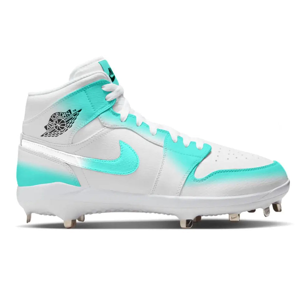 "Teal Tint" Jordan 1 Retro Cleats - Stadium Custom – Stadium Custom Kicks