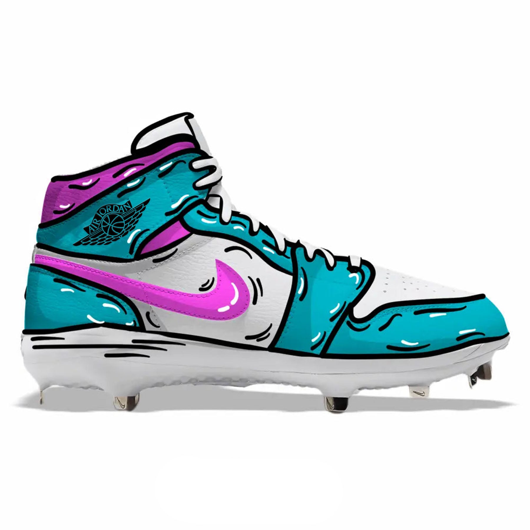 "Vice Cartoon" Jordan 1 Retro Cleats l Stadium Custom Kicks