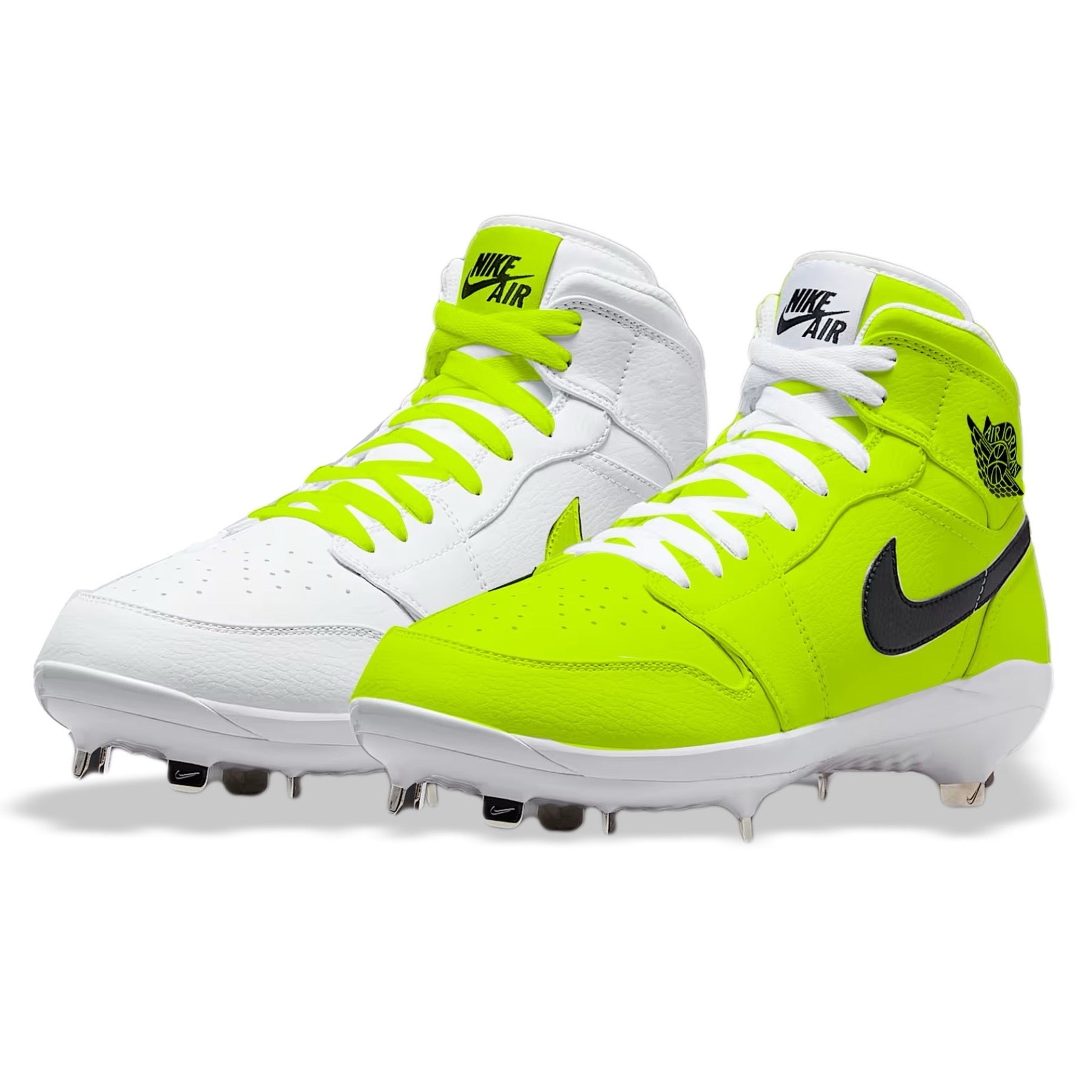 "Volt Mismatch" Jordan 1 Retro Cleats - Stadium Custom – Stadium Custom ...